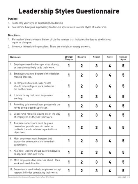 S1094 Leadership Styles Questionnaire Pdf Leadership Applied Psychology