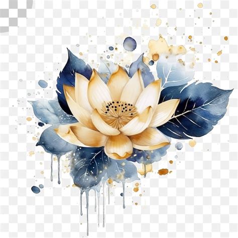 연꽃 수채화 투명 배경 프리미엄 Psd 파일