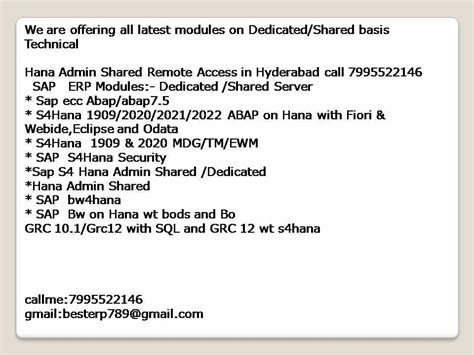 Sap Hana Server Access For Practice At ₹ 1000month In Secunderabad Id 2853043172355