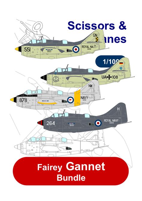 1 100 Snp Fairey Gannet Bundle Paper Model Ecardmodels