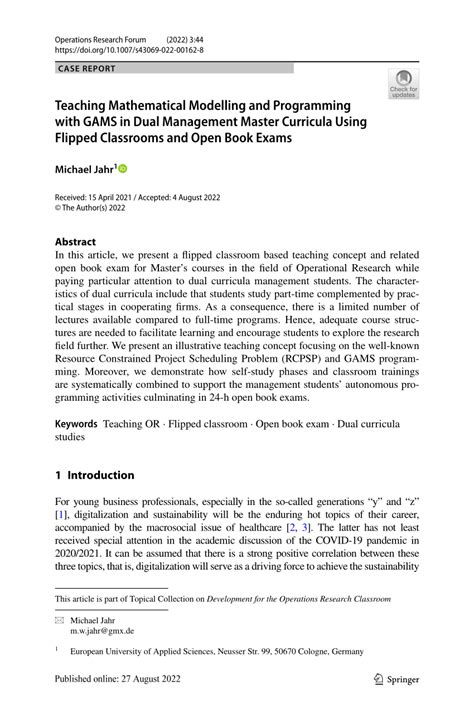 Pdf Teaching Mathematical Modelling And Programming With Gams In Dual