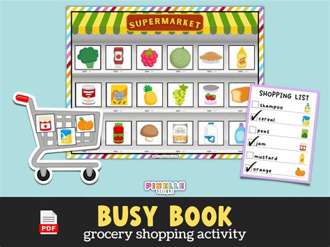 Busy Book Grocery Shopping Activity Printable Preschool Activities Homeschool Montessori