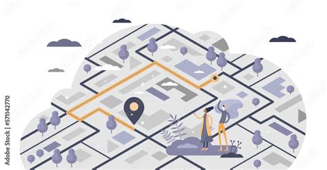Tracking Gps Location In Map With Navigation Position Tiny Persons
