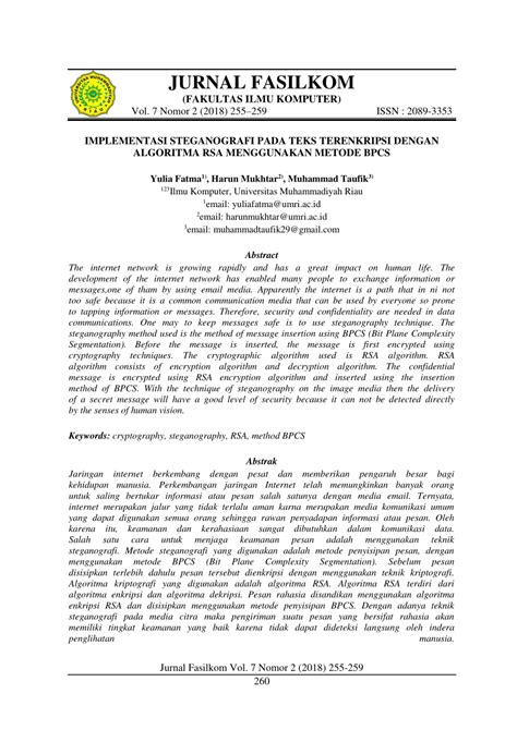 Pdf Implementasi Steganografi Pada Teks Terenkripsi Dengan Algoritma