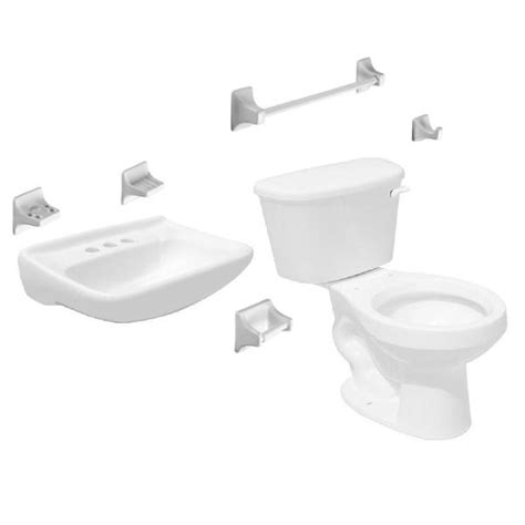 Paquete Sanitario En Tarima De 9 Piezas Taza Redonda Tanque Lavabo Y