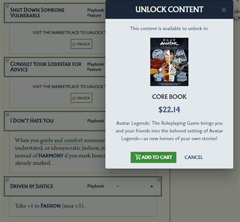 Bug Character Sheet Telling Me To Purchase Core Book Avatar Legends Nexus Character Tools