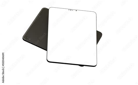 Blank Screen Realistic Tablet Frame Rotated Position Side View Top View The Tablet Is At