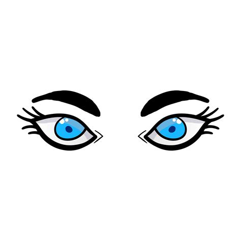Female Blue Eyes Comic Isolated On White Background Hand Drawn Open