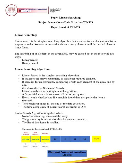L7 Cd 303 Linear Array Linear Searching Pdf Algorithms