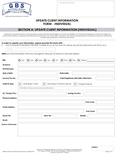 Fillable Online Individual Update Client Information Form Fax Email Print Pdffiller