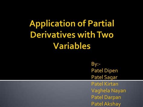 Application Of Partial Derivatives With Two Variables Ppt