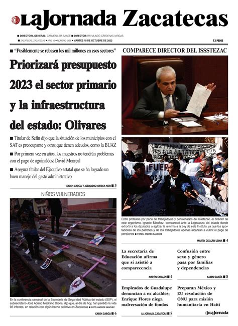 La Jornada Zacatecas 18 De Octubre De 2022 By La Jornada Zacatecas Issuu
