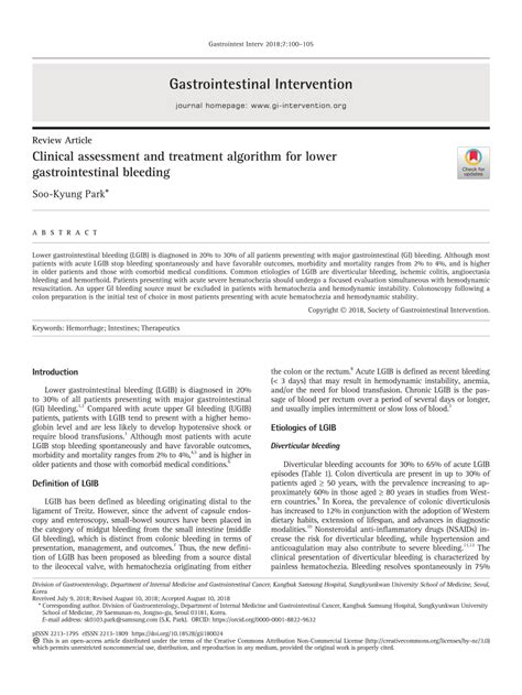 Pdf Clinical Assessment And Treatment Algorithm For Lower