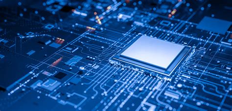 전자 부품 마이크로 프로세서 기술 배경 클로즈업 하이테크 집적 회로 디지털 미래 인공 지능 하드웨어가있는 파란색 회로 기판에 컴퓨터 칩 모형 반도체에 대한 스톡 사진 및