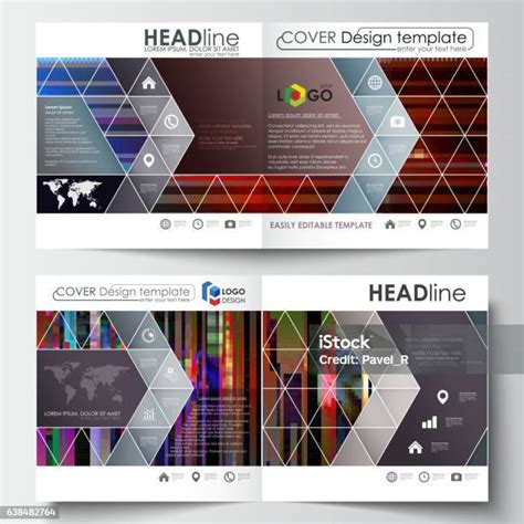 스퀘어 디자인 바이 폴드 브로셔 잡지 전단지를 위한 비즈니스 템플릿 0명에 대한 스톡 벡터 아트 및 기타 이미지 0명 2단 브로슈어 거친 필름 효과 Istock
