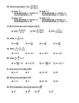 Rational And Radical Functions Assessment By Lisa Jones TpT