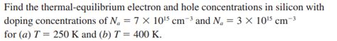 Solved Find The Thermal Equilibrium Electron And Hole