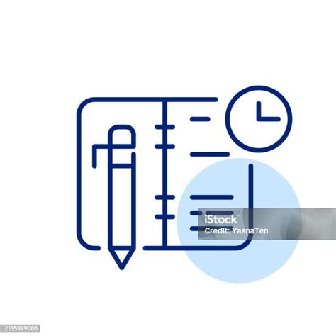 플래너 책 시계 펜을 엽니다 업무 생산성 시간 관리 전략 및 마감일 알림 벡터 아이콘 개념에 대한 스톡 벡터 아트 및 기타