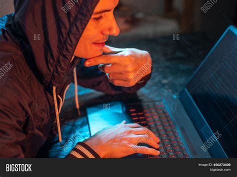 Hooded Hacker Typing Image And Photo Free Trial Bigstock