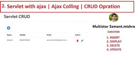 2 Servlet With Ajax Crud Operation Ajax Colling Semant Sir