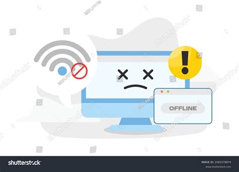 Dekstop Internet Connection Error Vector Illustration Stock Vector
