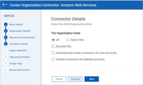 Create AWS Organization Connectors