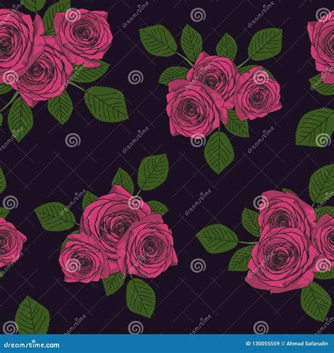 Rose Seamless Pattern Background Stock Vector Illustration Of Floral Rose 130055559