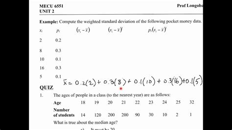 UNIT 2 GDS Pg 25 Weighted Standard Deviation YouTube
