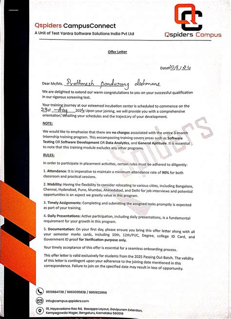 Prathmesh Deshmane On Linkedin Qspider Internship Careeradvancement