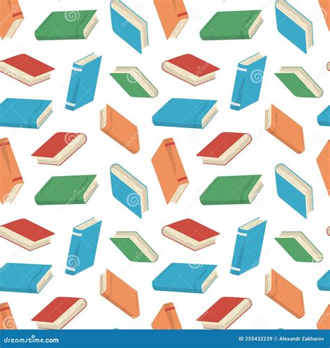 Different Colorful Books Seamless Pattern Vector Illustration In Flat