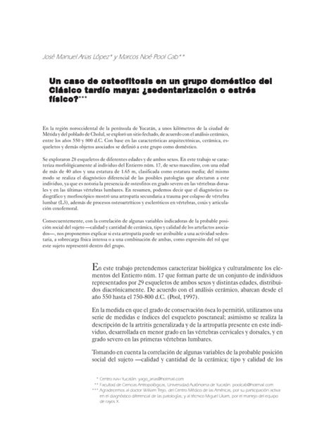 Un Caso De Osteofitosis Pdf