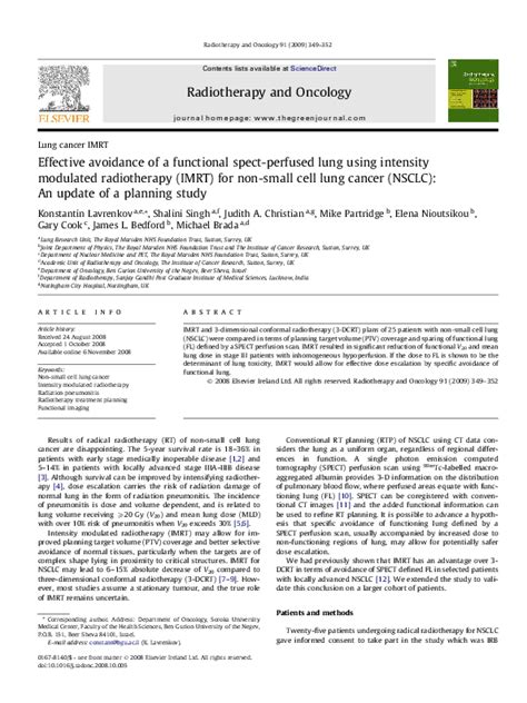 Pdf Effective Avoidance Of A Functional Spect Perfused Lung Using