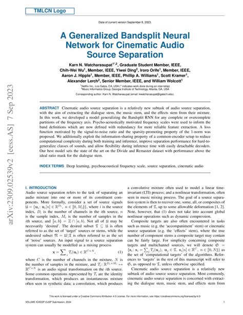 A Generalized Bandsplit Neural Network For Cinematic Audio Source Separation DeepAI