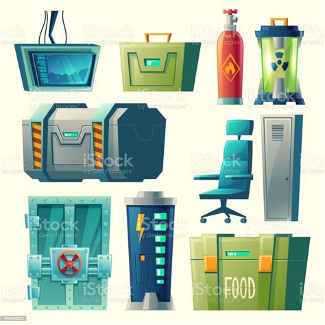 Vector Set For Scientific Laboratory Game Elements Stock Illustration