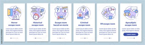 Escape Room Types Onboarding Mobile App Page Screen With Linear