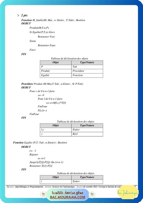 Telecharger Corrigé Controle Algorithme Bac 2022 Section Info