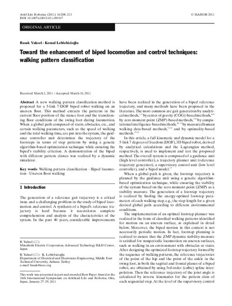 Pdf Toward The Enhancement Of Biped Locomotion And Control Techniques Walking Pattern