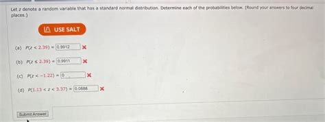 Solved Let Z Denote A Random Variable That Has A Standard