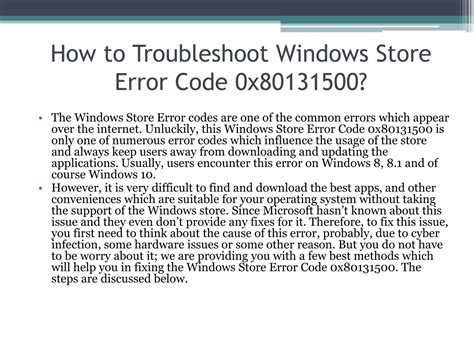 ppt how to troubleshoot windows store error code 0x80131500
