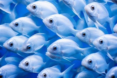 Muchos Peces Azules En Un Gran Acuario Foto Premium