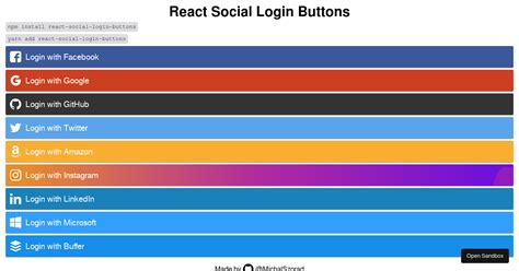 React Social Login Buttons By Michalszorad Codesandbox