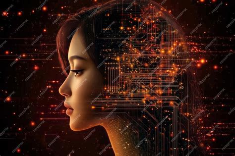 Cognitive Enhancement Brain Circuits Glitch Effect Brain Augmentation And Glowing Brain Female