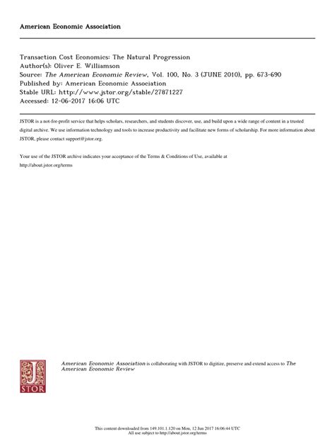 Pdf Transaction Cost Economics An Overview