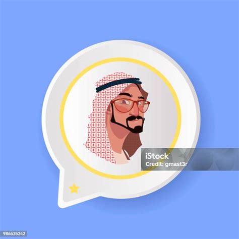 프로필 아랍 심각한 얼굴 채팅 지원 거품 남성 감정 아바타 남자 만화 아이콘 초상화 플랫 개념에 대한 스톡 벡터 아트 및 기타 이미지 개념 기포 남성 Istock