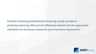 Forward Scheduling Vs Backward Scheduling In Production Planning PDF