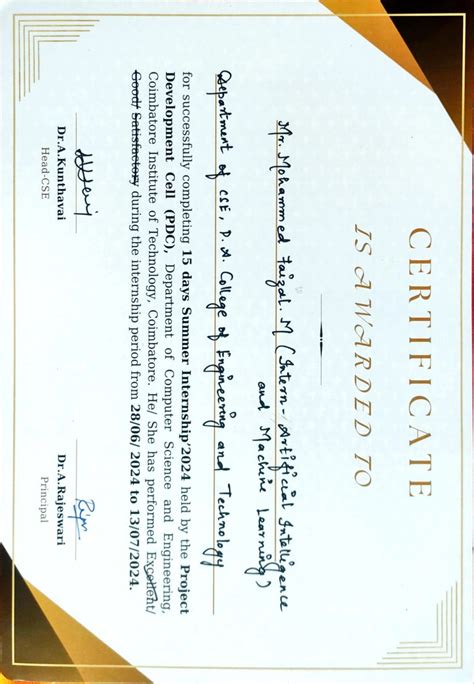 Internship Artificialintelligence Machinelearning Achievement Learningjourney Mohammed