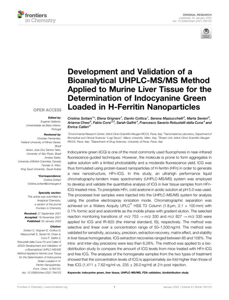 Pdf Development And Validation Of A Bioanalytical Uhplc Msms Method Applied To Murine Liver