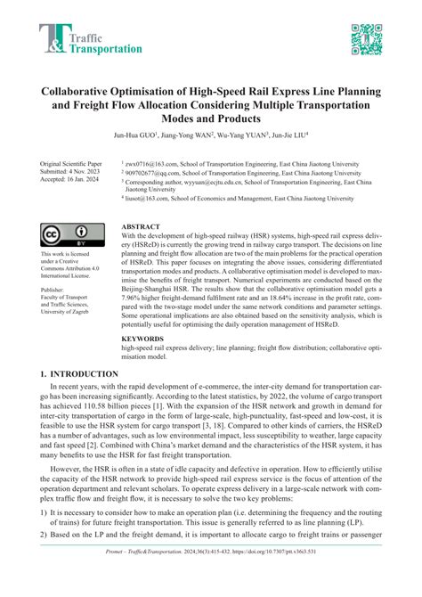 Pdf Collaborative Optimisation Of High Speed Rail Express Line Planning And Freight Flow