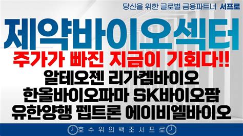제약바이오 섹터 긴급점검 알테오젠 리가켐바이오한올바이오파마 Sk바이오팜유한양행 펩트론 에이비엘바이오 Youtube