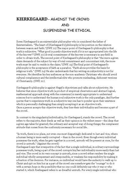 Soren Kierkegaard Is An Existentialist Philosopher Who Is Considered